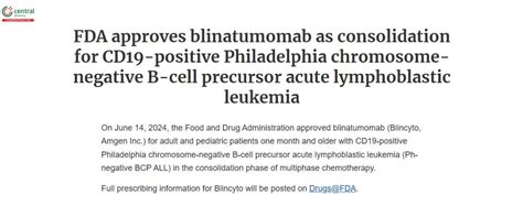 Thuốc Blinatumomab điều Trị Bạch Cầu Lymphoblastic Cấp Tính