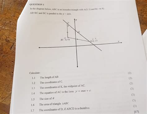 Question 1in The Diagram Below Abc Is An Isosceles Triangle With A 2 1