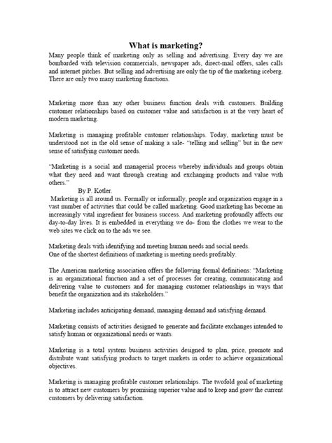 Marketing Definition Importance And Functions Pdf Marketing