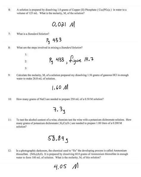 Solved 8 A Solution Is Prepared By Dissolving 10 Grams Of