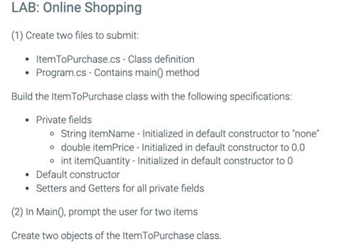 Solved Lab Online Shopping 1 Create Two Files To Submit