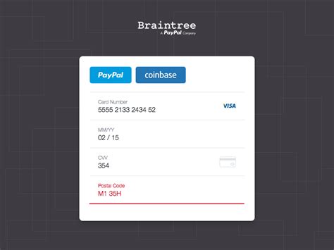Braintree Drop In Ui Form Freebie Download Sketch Resource Sketch Repo
