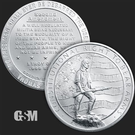 1 Oz Second Amendment Silver Round 999 Fine