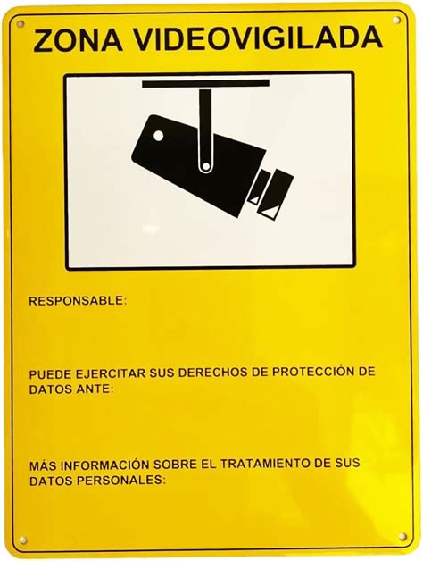 Cartel Zona Vigilada Color Amarillo Dise O Homologado Para C Maras De