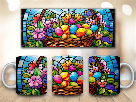 12 Png Stained Glass Easter Bunny Bundle 11 Oz Mug Wrap Png Etsy