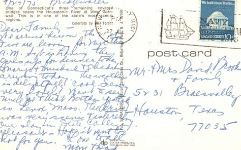 Vintage Postcard Covered Bridge Housatonic River West Cornwall