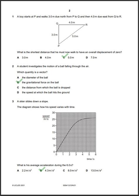Physics 5054 12 MCQs Solved Paper October 2021 O Level
