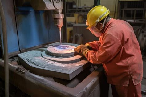 Premium Ai Image Foundry Operator Checking The Quality Of A Casting
