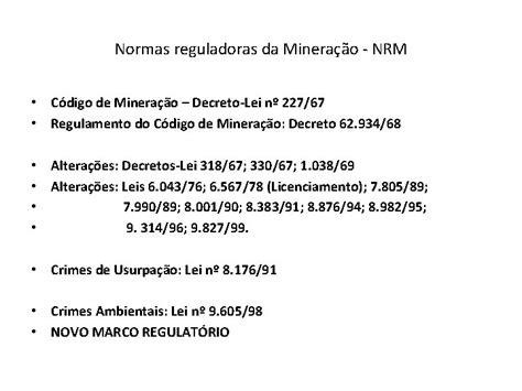 Normas Reguladoras De Minerao Nrm Normas Gerais Portaria