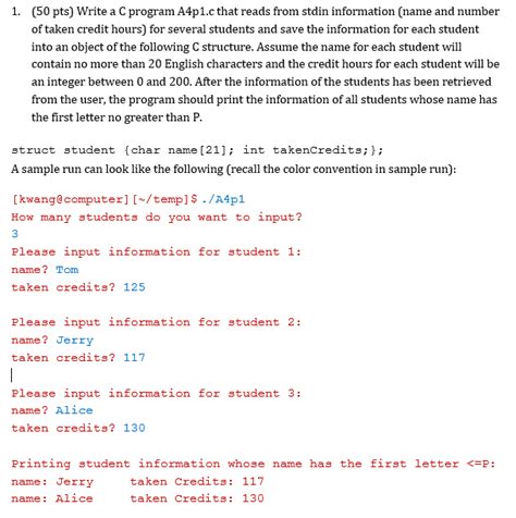 Solved 50 Pts Write A C Program A4pc That Reads From