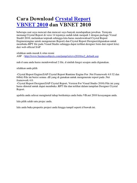 Cara Download Crystal Report Vbnet 2010 Dan Vb Net 2013 Pdf Komputer