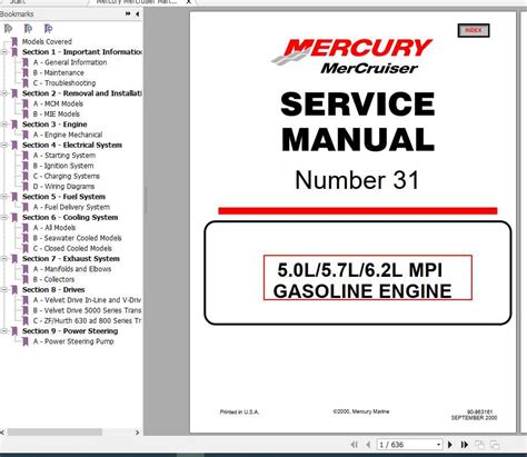 Mercury Mercruiser Marine Engine L L L MPI Gasoline Service Manual