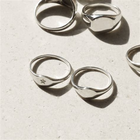 Sterling Silver Oval Pinky Signet Ring By Martha Jackson Sterling Silver