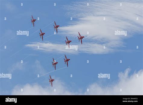 The Red Arrows In Their Famous Diamond Formation Blackpool England