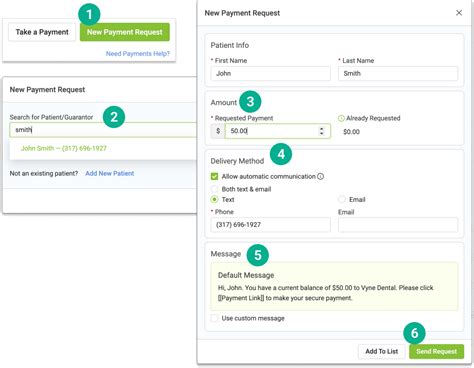 Crp Getting Started W Payments Send Payment Request 2 Vyne Dental