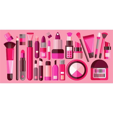 Conjunto De Productos De Maquillaje Vectorial Vector Premium Generado