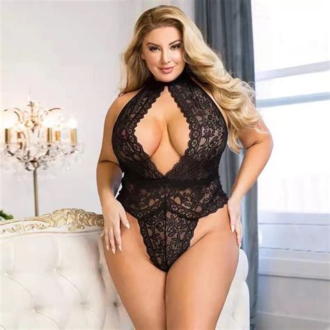 Lace Plus Size Crotchless Lingerie