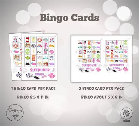 Sleepover Bingo Sleepover Game Slumber Party Bingo Pajama Party