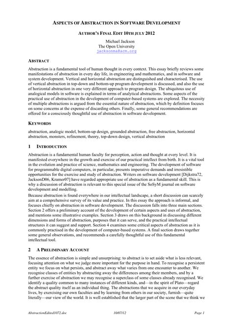 Pdf Aspects Of Abstraction In Software Development