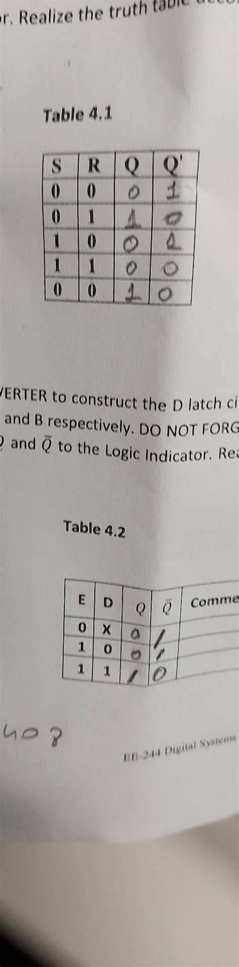 Solved Experiment 4 Sr Latch And D Latch 41 Objective In This