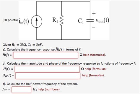 Solved CI Vout T Points Given R K C HF A Chegg