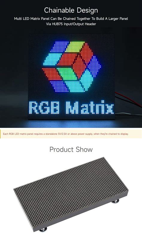 Waveshare RGB Full Color LED Matrix Panel 2 5mm Pitch 64 32 Pixels