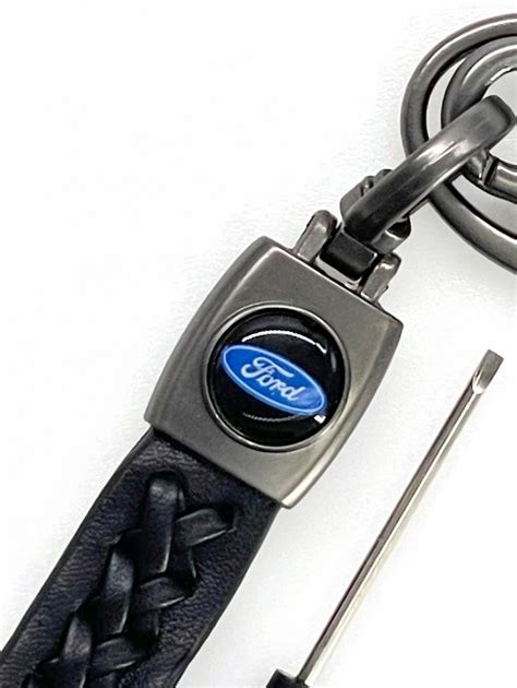 Brelok Do Kluczy Samochodowy Ford Metal Skóra Breloczek skórzany