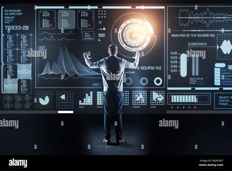Experienced Programmer Standing With His Hands Up And Looking At The Screen Stock Photo Alamy