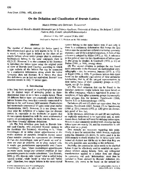 Pdf On The Definition And Classification Of Bravais Lattices