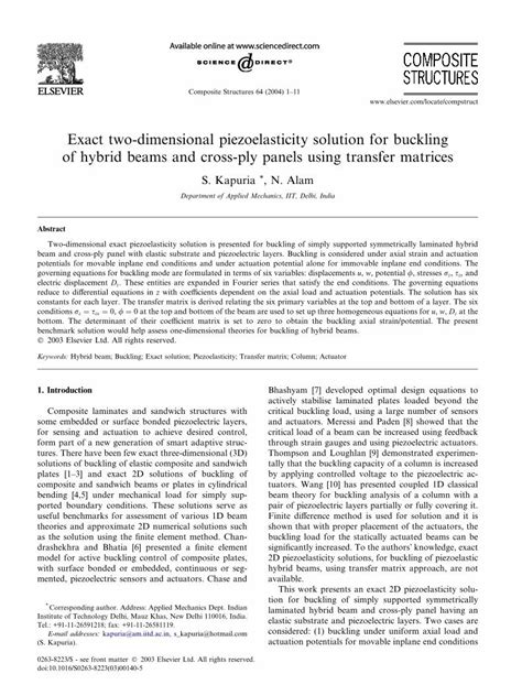 pdf exact two dimensional piezoelasticity solution for buckling of