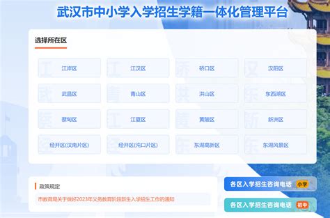 武汉市中小学入学招生学籍一体化管理平台网址登陆入口小升初网