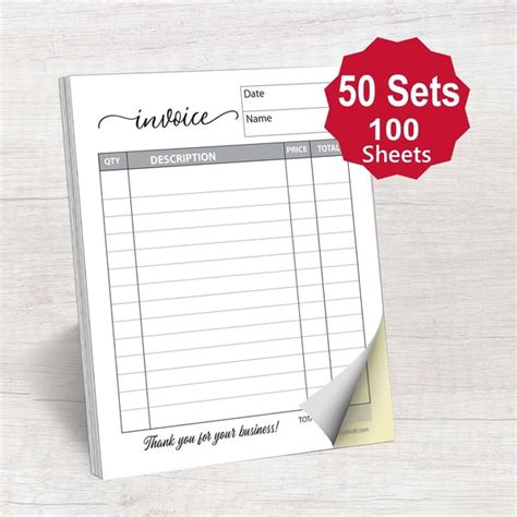 Carbonless Invoice Forms Etsy