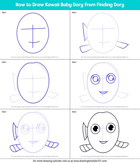 How To Draw Kawaii Baby Dory From Finding Dory Kawaii Characters Step By Step