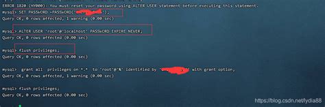mysql5 7安装修改密码后报错： you must reset your password using alter user