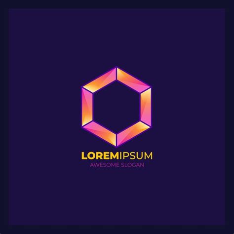 Plantilla de logotipo abstracto del hexágono Vector Premium