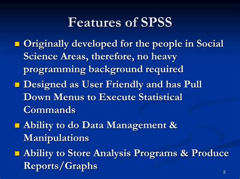 Ppt Features Of Spss Powerpoint Presentation Free Download Id 3764754