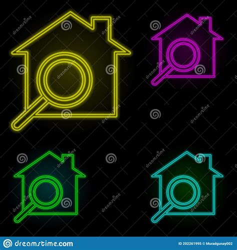 House Search Neon Color Set Icon Simple Thin Line Outline Vector Of Building Landmarks Icons