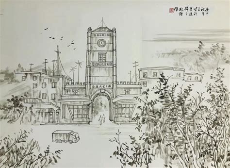 南通建筑简笔画 南通简笔画 大山谷图库