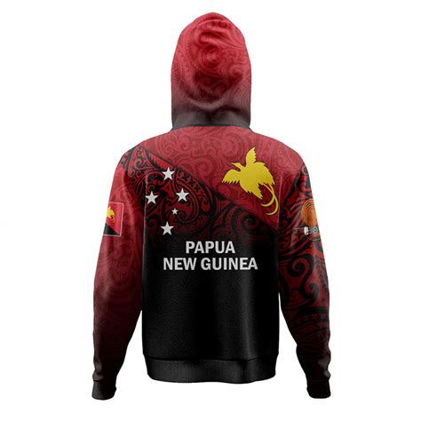 Papua New Guinea Hoodie Png Flag Color With Traditional Patterns