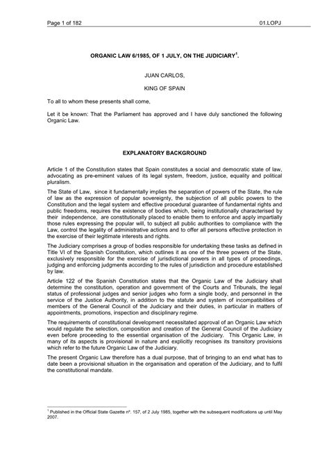 Ley Orgánica 6 1985 De 1 De Julio Del Poder Judicial DocsLib