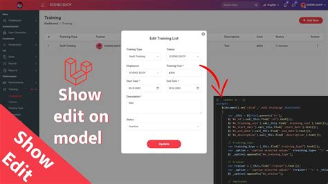 Show Data On Model Edit For Update Training Laravel 8 Hr System Management Youtube