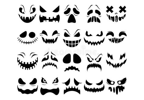 Scary Ghost Face Collections Element Set Stock Vector Illustration Of