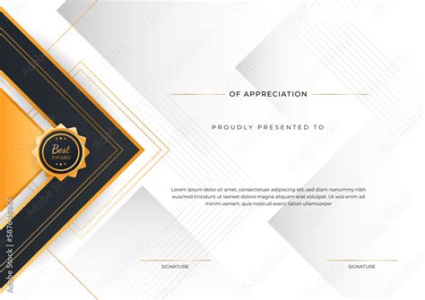 Certificate Of Appreciation Template Orange And Black Color Clean