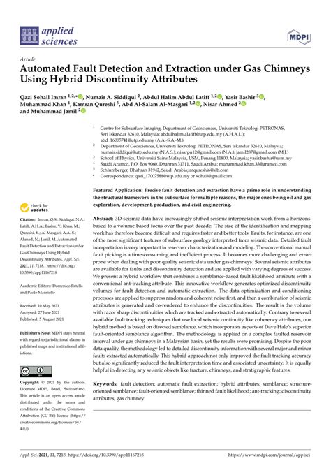 Pdf Automated Fault Detection And Extraction Under Gas Chimneys Using Hybrid Discontinuity