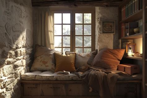 Reading In A Comfortable Nook Premium Ai Generated Image