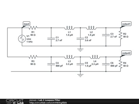 Lab 2 Lowpass Filter Circuitlab