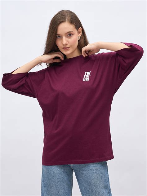 Back Slogan Print Oversized T Shirt For Women At Uae Styli