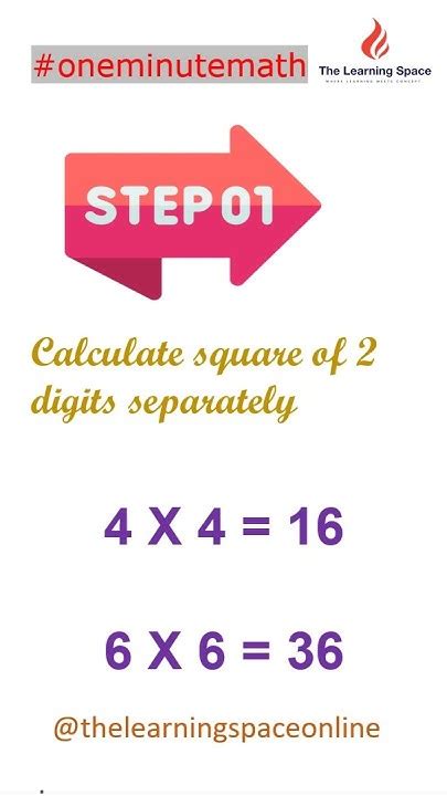 Square Of Any Two Digit Number Oneminutemath In Few Seconds Shorts