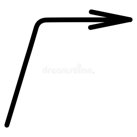 Arrow Curve Sketch Black Arrow Bent At An Angle Directed To The Right Vector Illustration