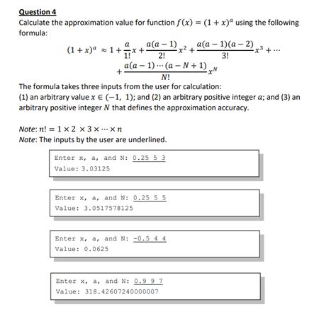 solved question 4 calculate the approximation value for